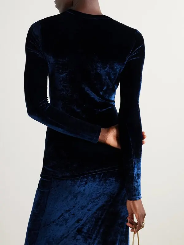 Rabanne Ruched Embellished Velvet Top