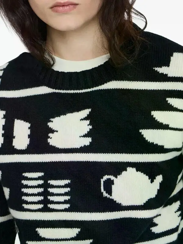 JW Anderson Tableware-pattern Crew-neck Sweater - Black