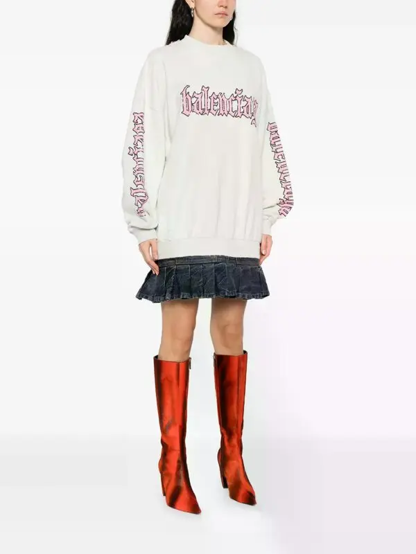 Balenciaga Pleated-hem Logo Dress