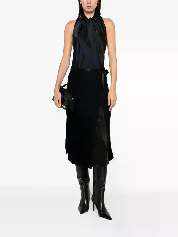 FORTE_FORTE Wrap-design Midi Skirt - Blue