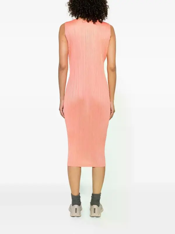 Issey Miyake Pleated Midi Dress - Orange