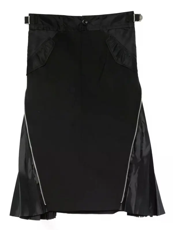 Sacai Zip-detail Pleated Skirt - Black