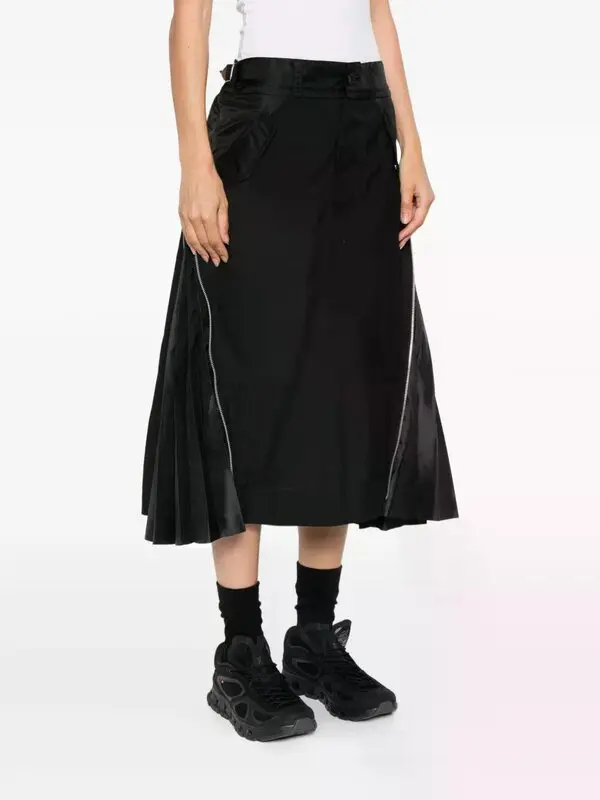 Sacai Zip-detail Pleated Skirt - Black