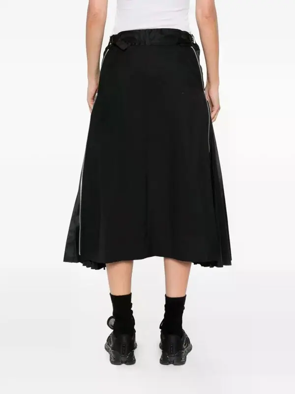 Sacai Zip-detail Pleated Skirt - Black