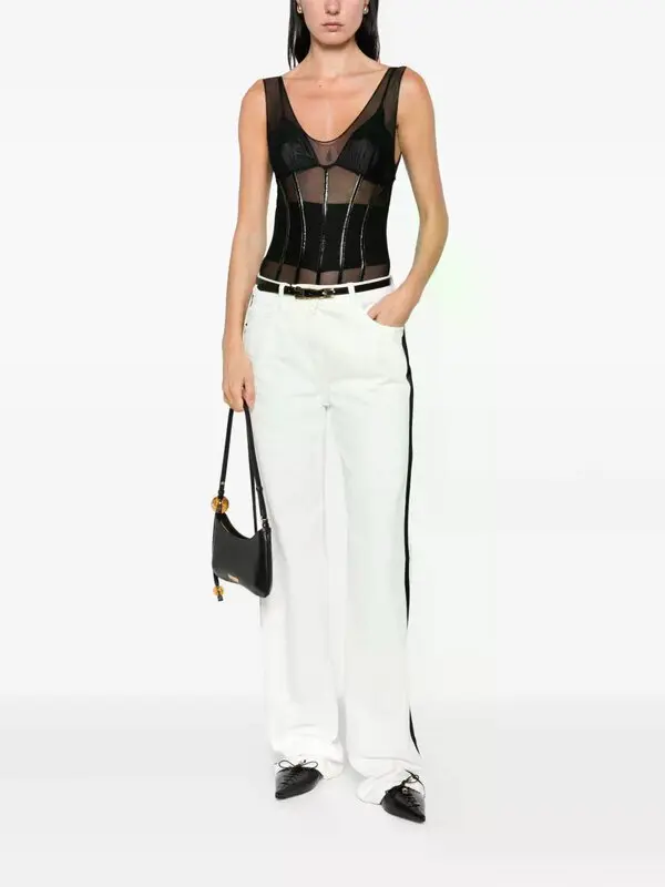 Elisabetta Franchi Mesh Panelled Bodysuit - Black