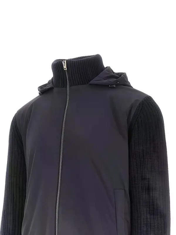 Herno Hooded Jacket With Knitted Sleeves
