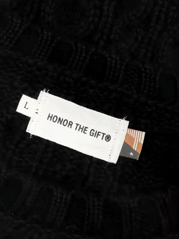 HONOR THE GIFT Cable-knit Logo-patch Sweater