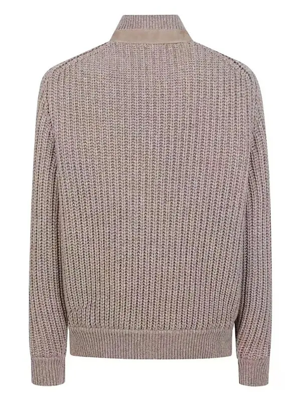 Brunello Cucinelli Suede Jacket With Knitted Sleeves