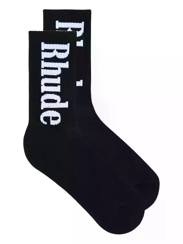 Rhude Vertical-logo Socks - Black