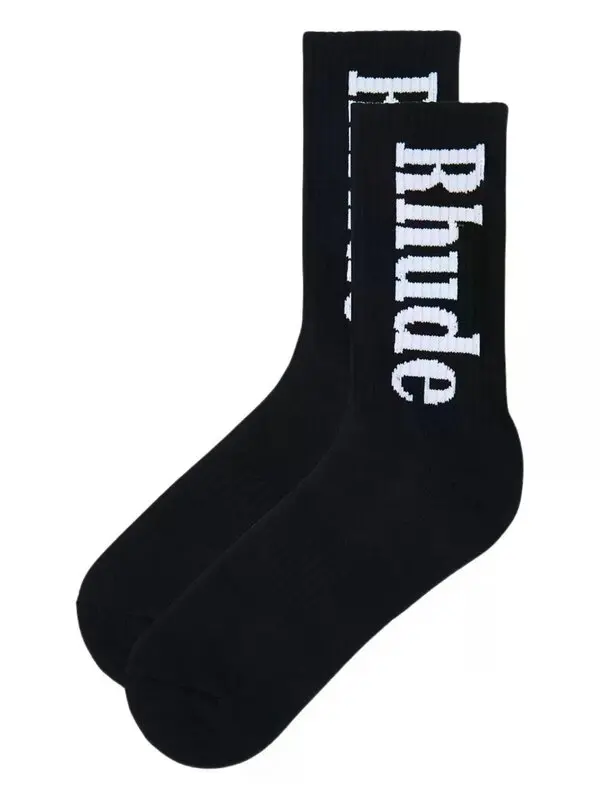 Rhude Vertical-logo Socks - Black