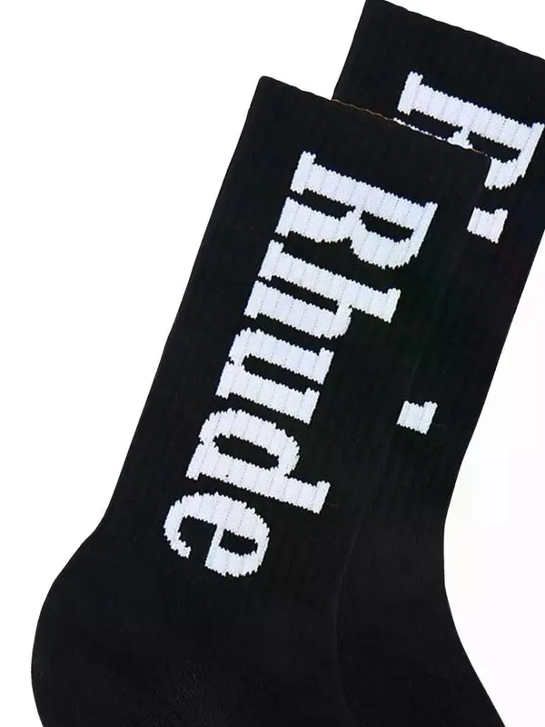Rhude Vertical-logo Socks - Black