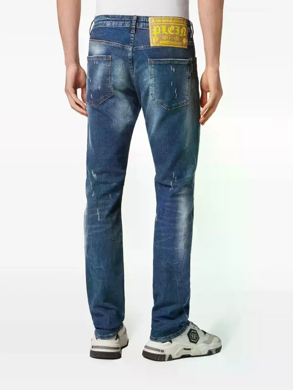 Philipp Plein Skull Paint-splatter Straight-leg Jeans