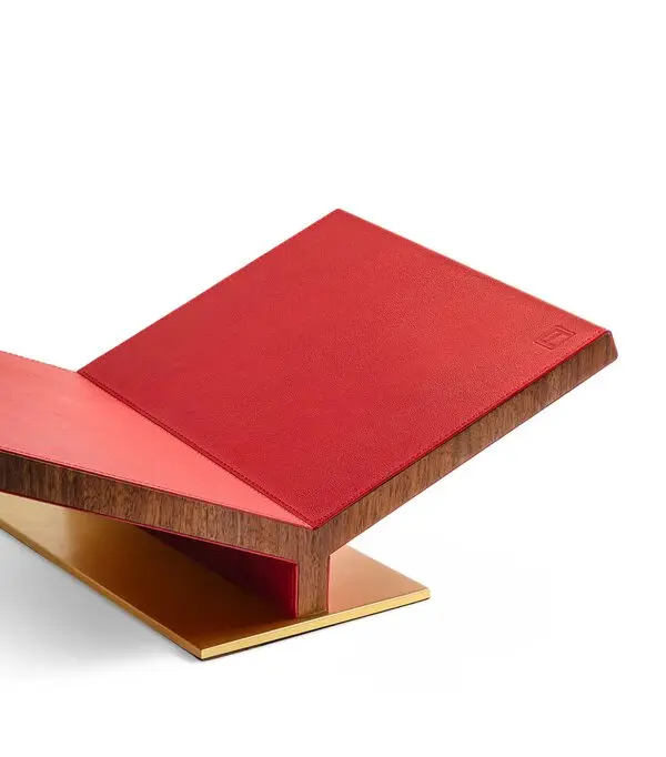 Assouline Walnut-leather Classic Collector Bookstand - Red