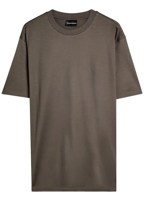 Emporio Armani Travel Logo-appliqué Jersey T-shirt - Dark Green