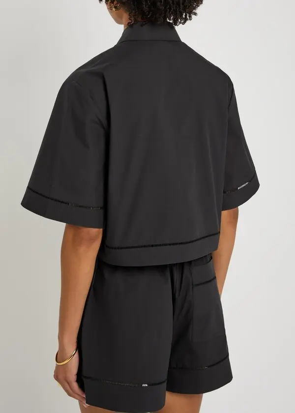 RÓHE Embroidered Cotton-poplin Shirt - Black