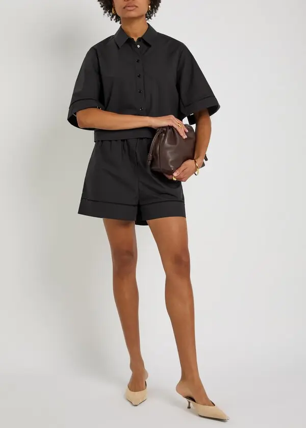 RÓHE Embroidered Cotton-poplin Shirt - Black