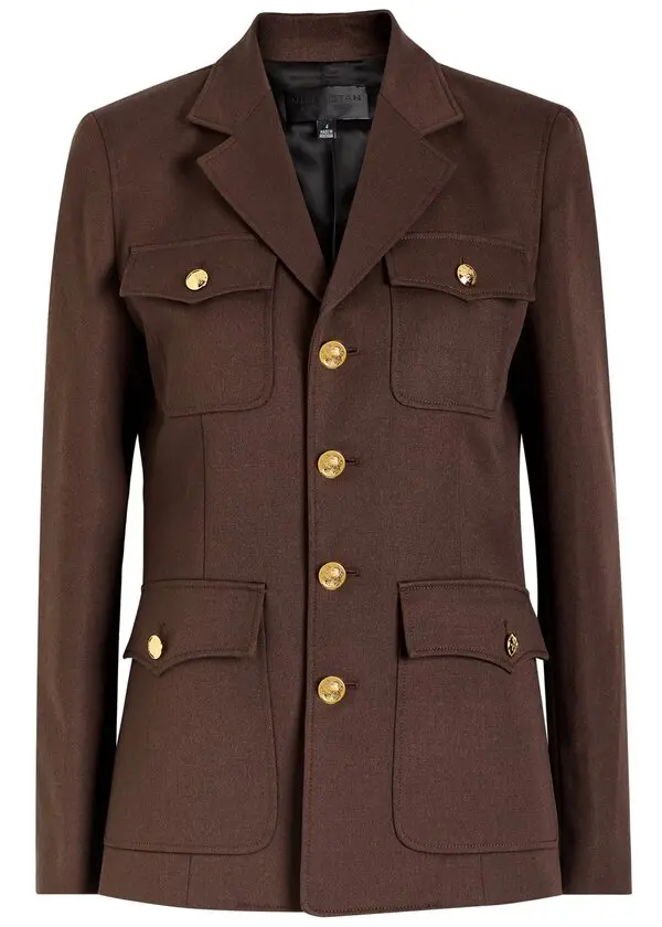 NILI LOTAN Nelson Wool Jacket - Brown