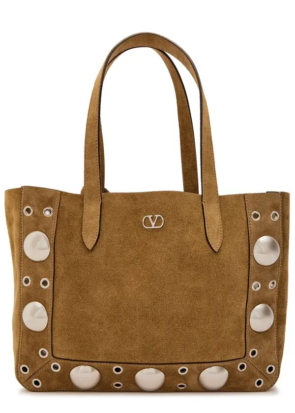 Valentino Garavani Nellcôte Medium Studded Tote - Camel