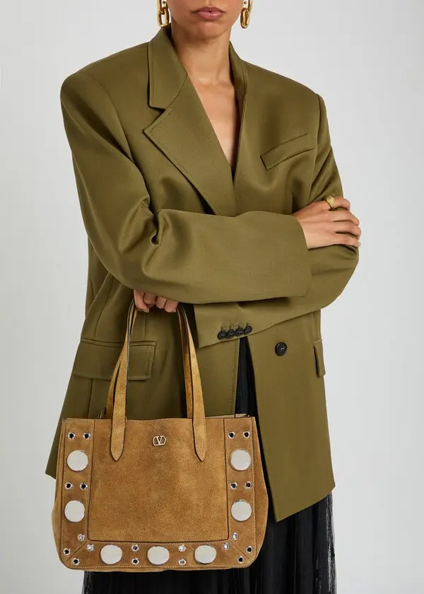 Valentino Garavani Nellcôte Medium Studded Tote - Camel