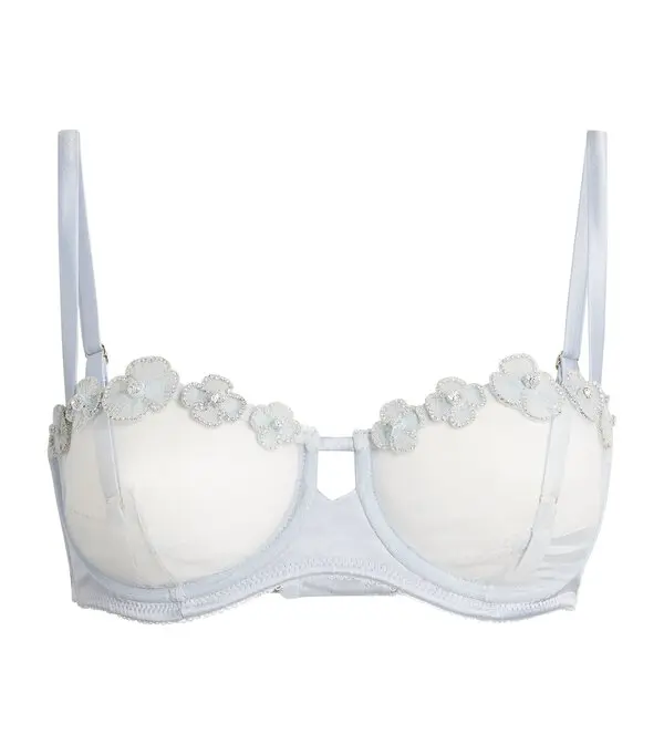 Kiki De Montparnasse Silk-blend Chouchou Balconette Bra - Blue