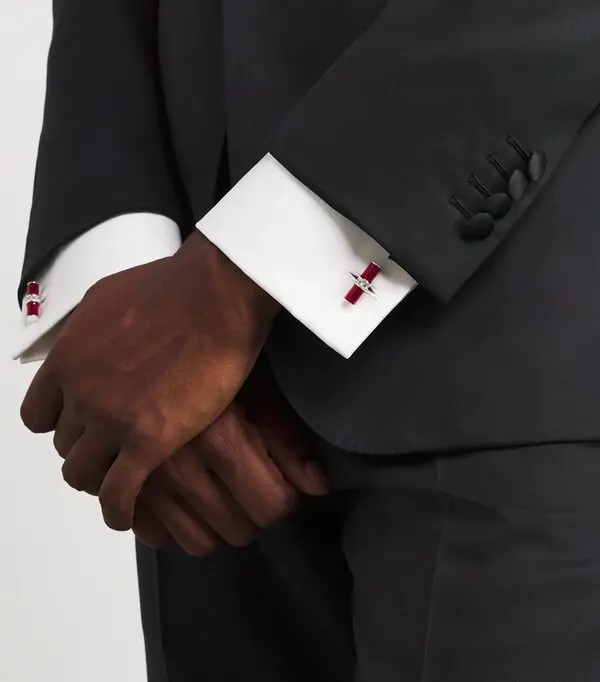 DEAKIN & FRANCIS Sterling Silver Spinel Centre Cufflinks