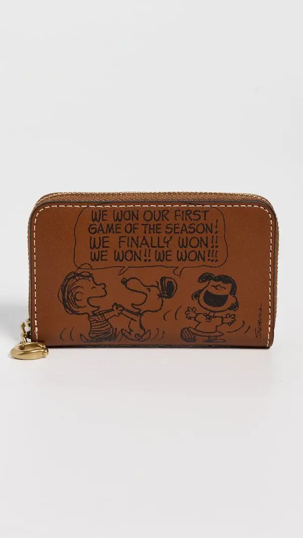 Coach X Peanuts Small Zip Around Card Case - B4/Hazelnut