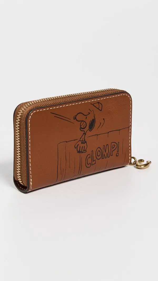 Coach X Peanuts Small Zip Around Card Case - B4/Hazelnut