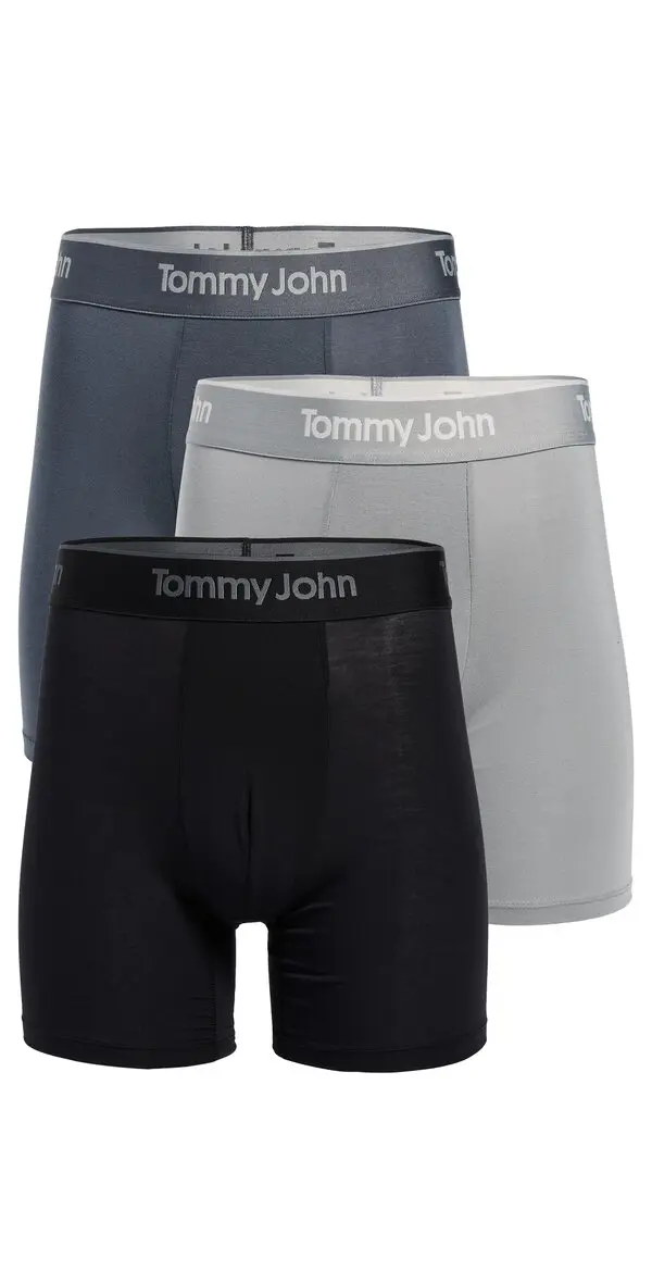 Tommy John Second Skin 6 Boxer Briefs 3 Pack - Black/turbulence/monument