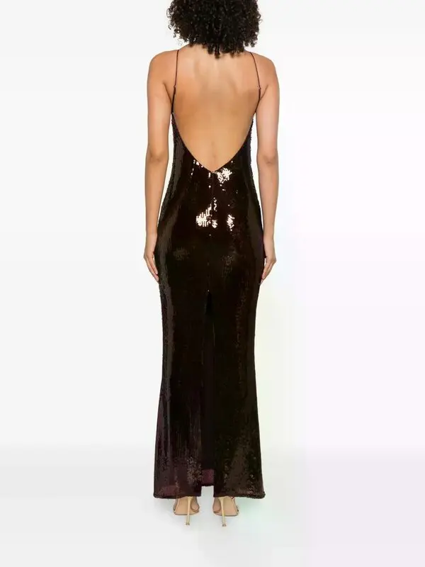 Patrizia Pepe Sequin Embellished Halterneck Gown