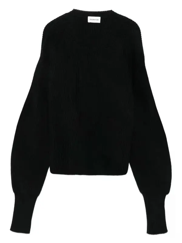 P.a.r.o.s.h Ribbed Balloon-sleeve Sweater - Black