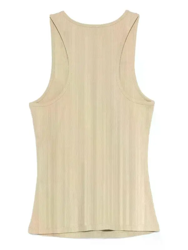 Patrizia Pepe Logo-embroidered Ribbed Tank Top - Neutrals