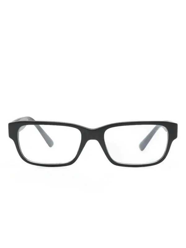 Prada Logo-print Rectangle-frame Glasses - Black