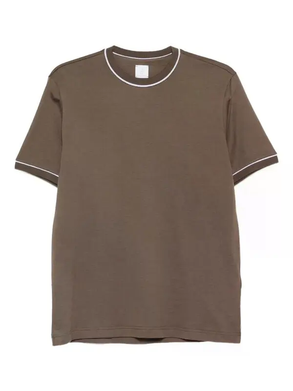Eleventy Contrasting-trim T-shirt - Brown