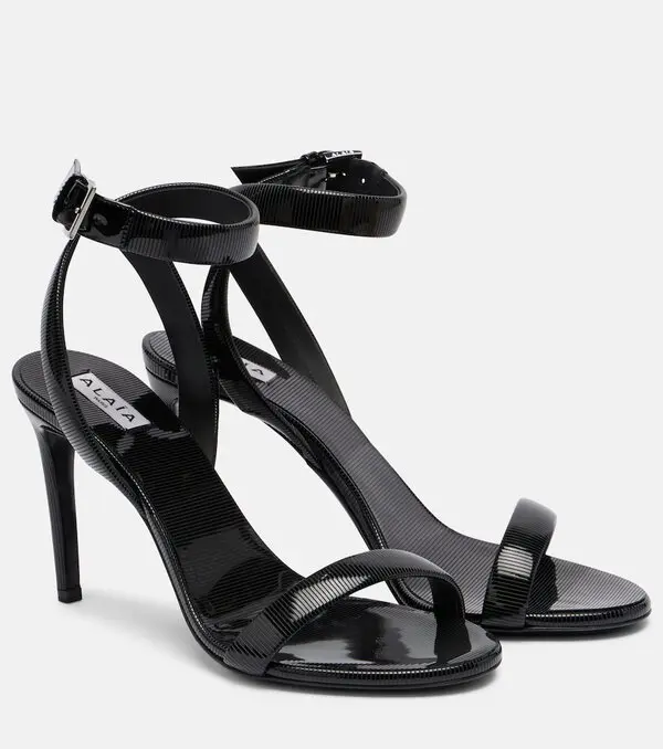 Alaïa Chain Trompe L'oeil Patent Leather Sandals