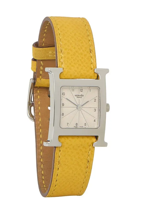 Hermès Silver Leather H Hour - Yellow