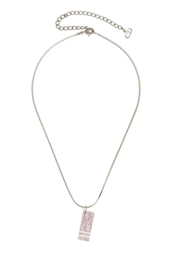 Dior Silver & Varsity Trotter Necklace - Pink