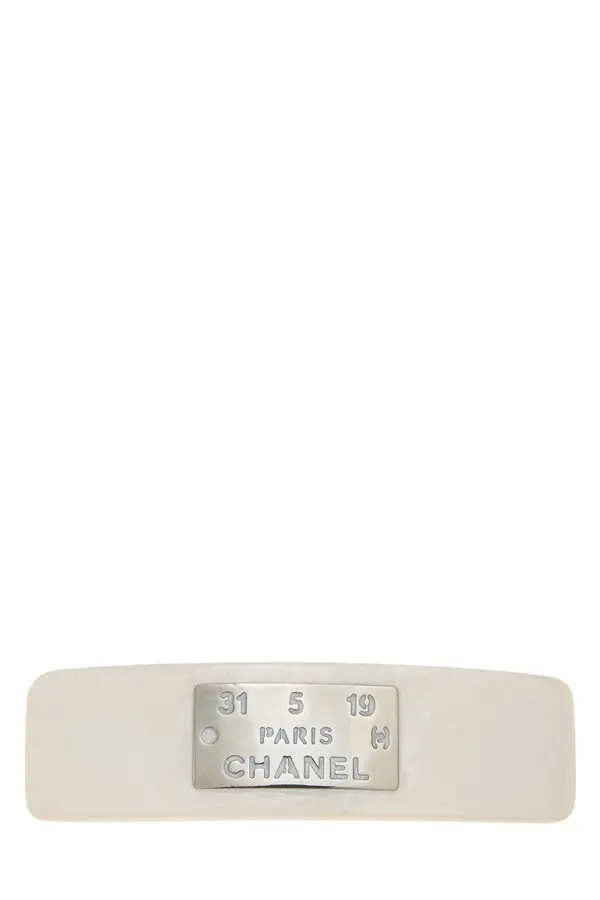 Chanel Logo Barrette - White