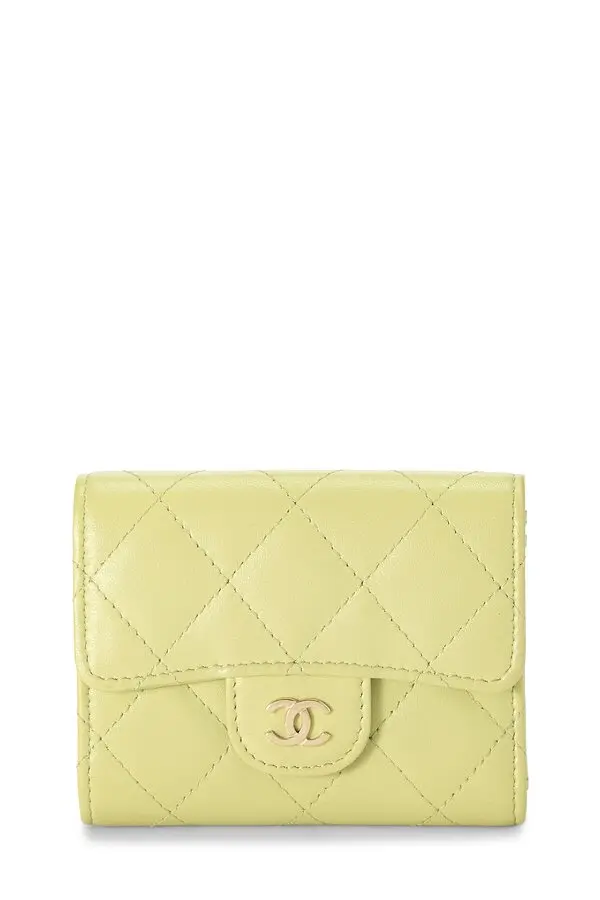 Chanel Lambskin Classic Flap Compact Wallet - Green