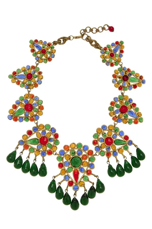 Chanel Gripoix Stone Statement Necklace - Multi