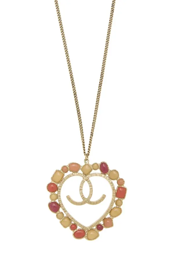 Chanel Gripoix Heart Charm Necklace - Gold