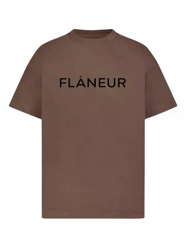 FLANEUR Logo-print Cotton T-shirt - Brown