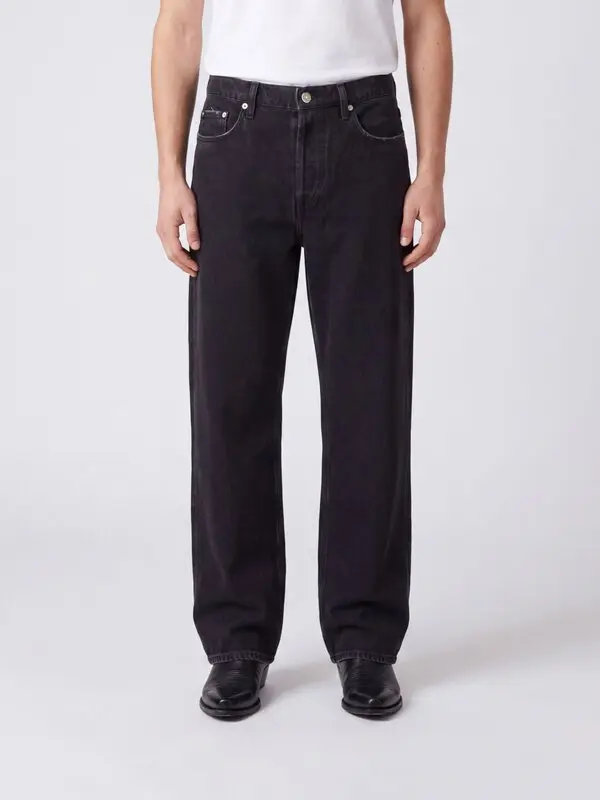 GOLDEN GOOSE Skate Straight Fit Mid-rise Jeans In Wash Cotton Denim - Black