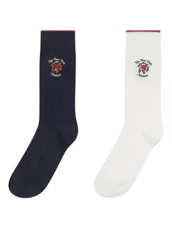 Drole De Monsieur Embroidered Socks - White