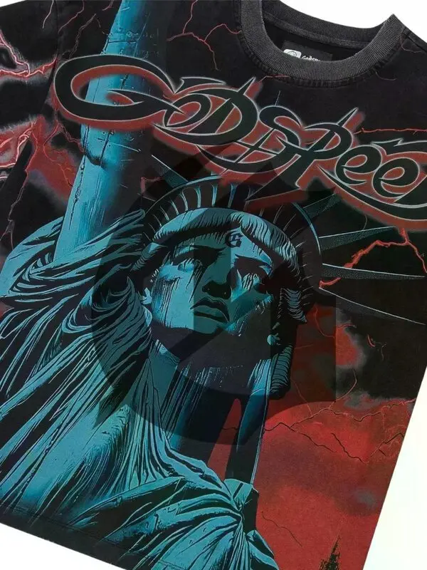 GODSPEED Voltage Liberty-statue Print T-shirt