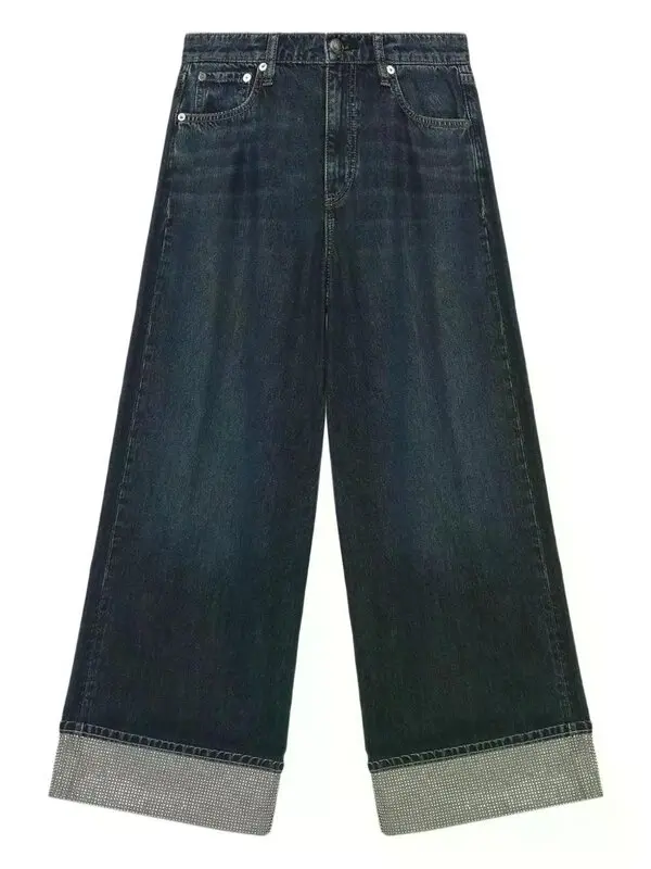 Rag & Bone Sofie Embellished-cuff Wide-leg Jeans