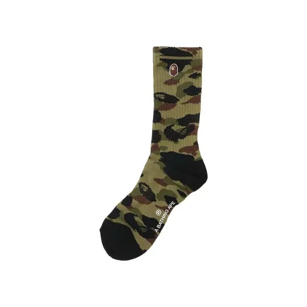 A BATHING APE 1st Camo Ape Head One Point Socks - Green