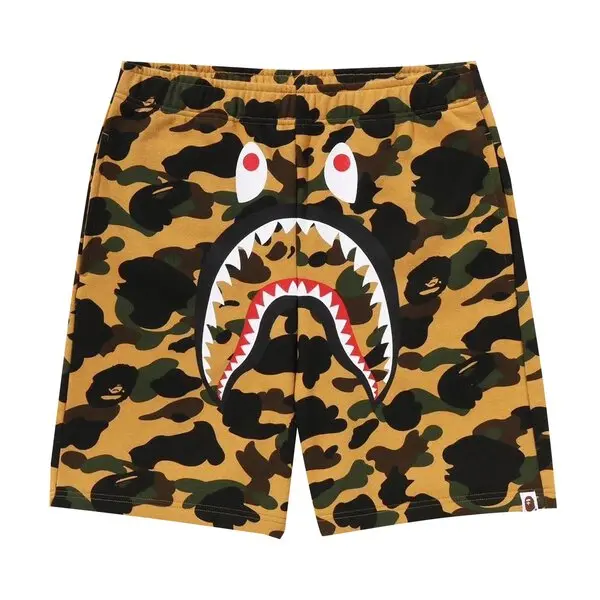 A BATHING APE 1st Camo Shark Sweat Shorts - Yellow