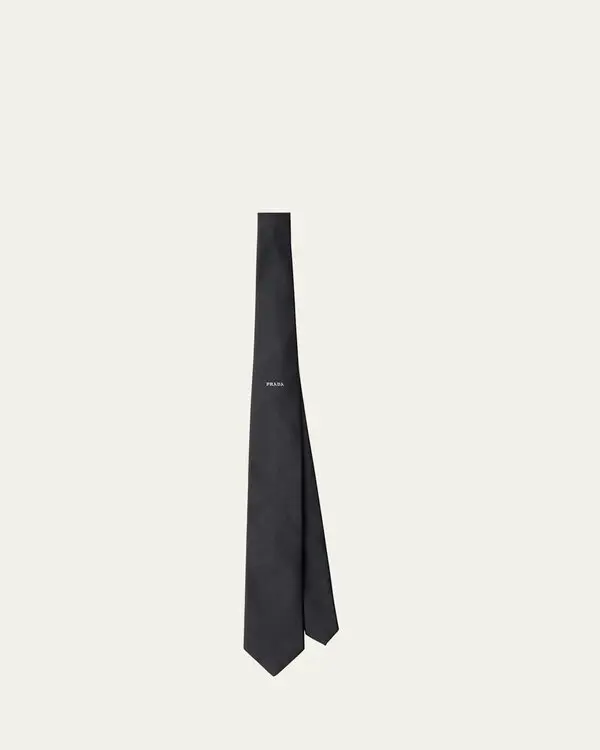 Prada Silk Stripe Logo Tie - Fumo
