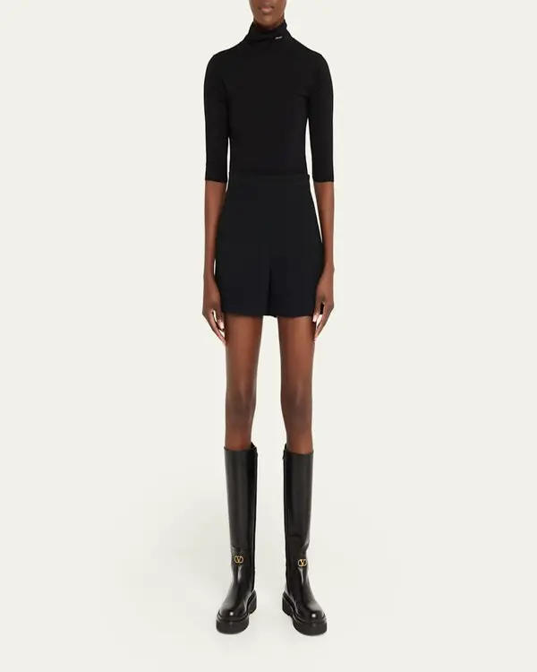 Valentino Garavani Vitello Brass Vlogo Leather Knee-high Boots