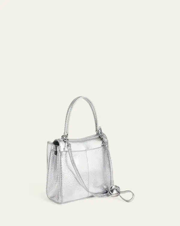 Balenciaga Rodeo Mini Python-embossed Crossbody Bag - Silver